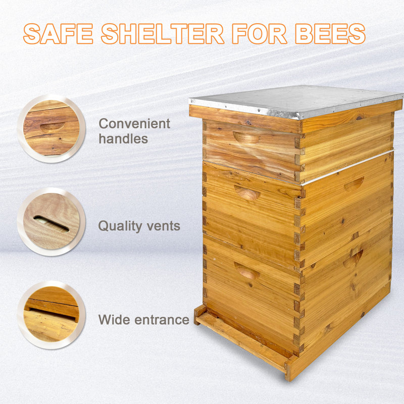 Millwood Pines 3 Layers Beehive Complete Box Kit Langstroth Beekeeping 2 Deep And 1 Medium | Wayfair